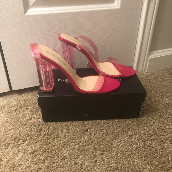 PrettyLittleThing | Shoes | Hot Pink Colored Clear Heel | Poshmark